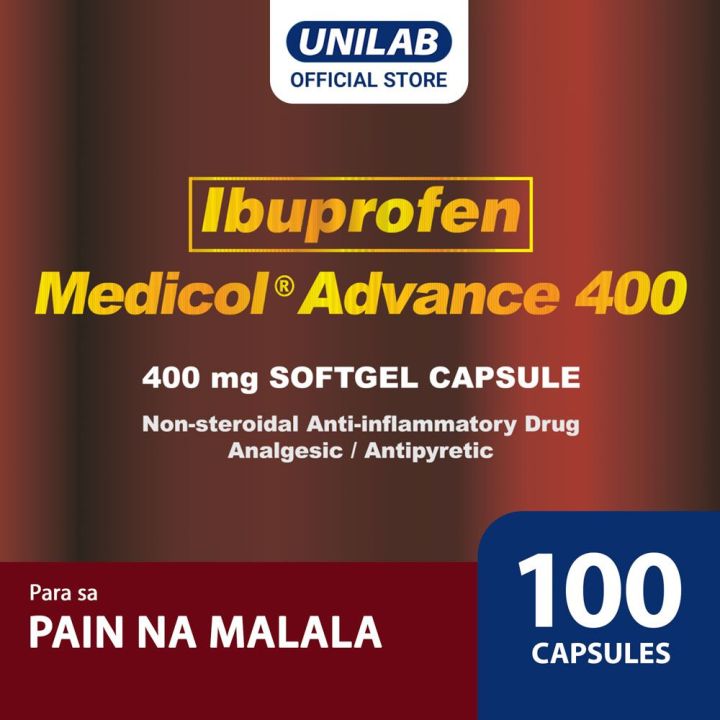 Unilab Medicol Advance 400 mg 100 Ibuprofen Capsules - For Fast Relief ...