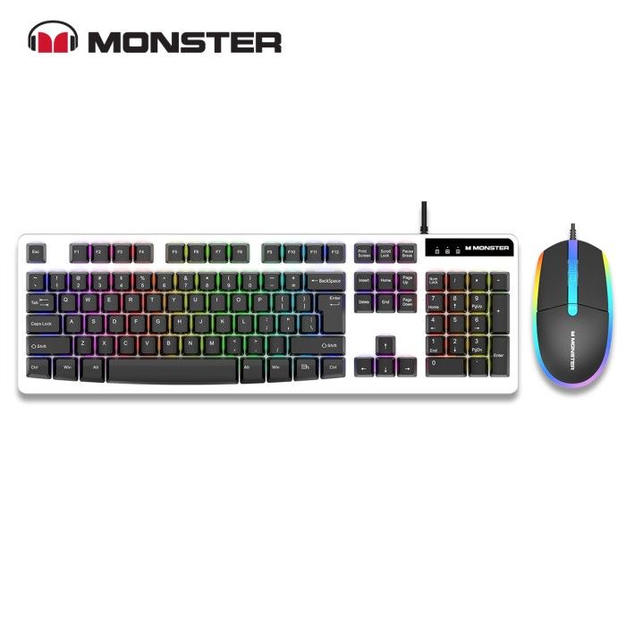MONSTER KM1 PRO WIRED RGB LIGHT KEYBOARD MOUSE SET LAPTOP KOMPUTER | Lazada