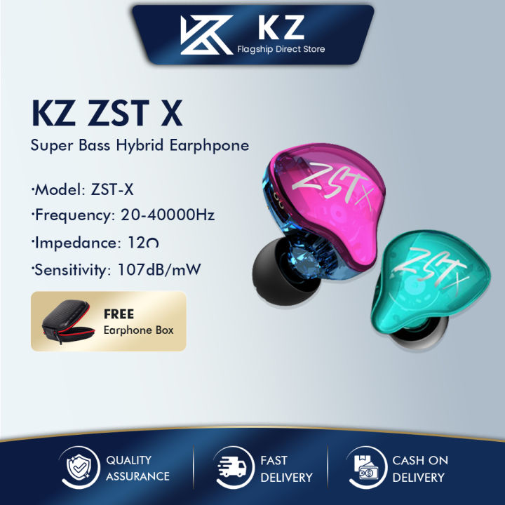 KZ ZST-X Super Bass Hybrid Dual Driver In-Ear Headset with Mic Earphone ...