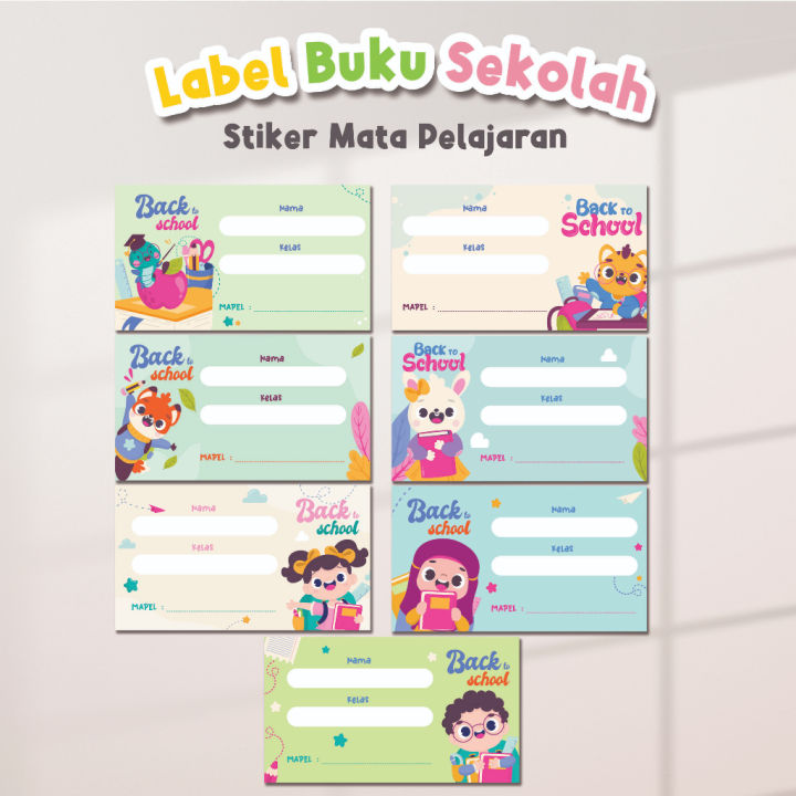Stiker Label Buku Pelajaran Sekolah CUSTOM NAMA - Stiker mata pelajaran ...