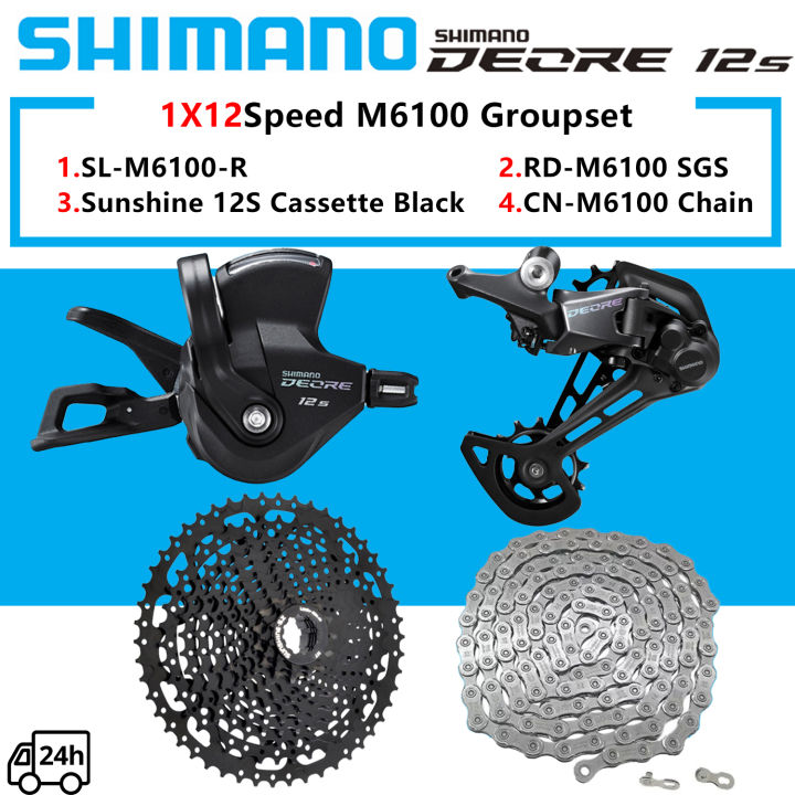 SHIMANO DEORE M6100 12 Speed 4pcs Groupset 1X12 Speed Mountain Bike M6100 Right Shifter Rear ...