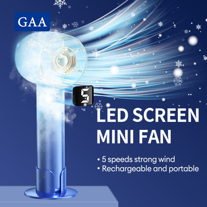 GAA LED Rechargeable Portable Luxury HANDHELD Fan 5 speeds Strong wind ...