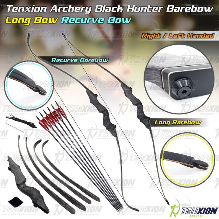 TenXion Archery Barebow Long Recurve Bare Bow Busur Anak Panah Wooden ...