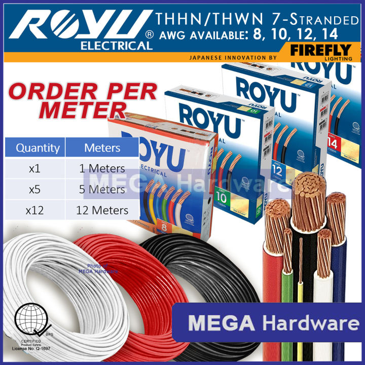 ROYU THHN/THWN-2 7 Stranded (# 2, 4, 6, 8, 10, 12, 14) PER METER ...