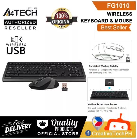 ORIGINAL A4tech 2.4G Power-Saving Wireless Desktop Set USB Wireless ...