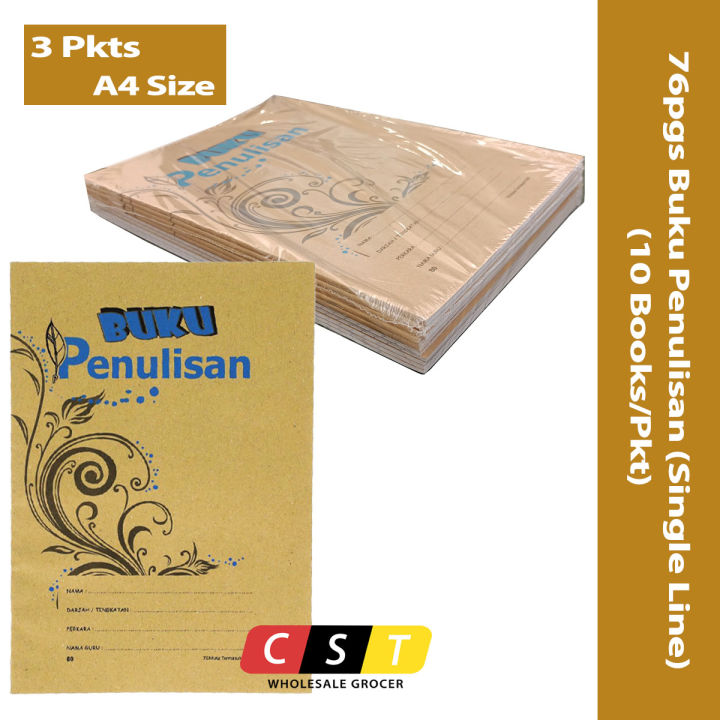 A4 76pgs Buku Penulisan (Single Line)(10 Books/Pkt) x 3 Pkts | Lazada