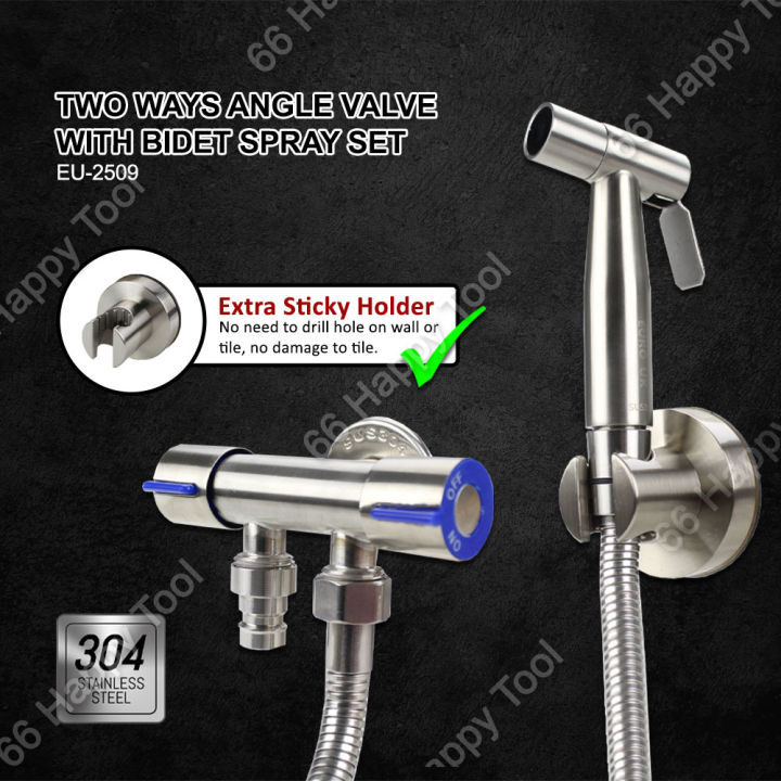 FULL SET 304 Stainless Steel Two Way Tap Bidet Spray Holder Bathroom ...