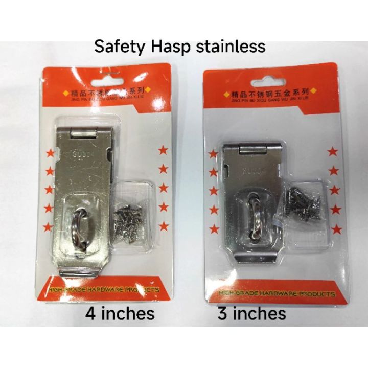 Safety hasp padlock stainless with screw 3"inches 4" inches | Lazada PH
