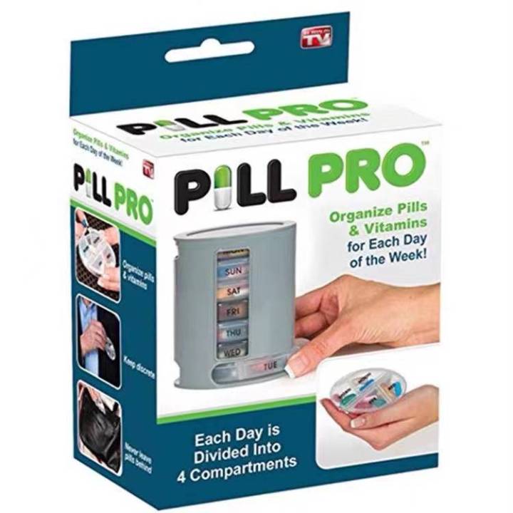 NadenCineda Pill Pro Pill Organizer Compact Pill Box 7 Day Compartments ...