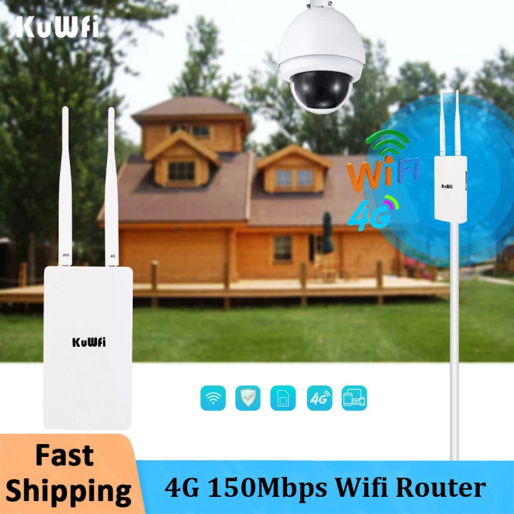 Kuwfi Outdoor CPE Wifi Router CAT4 300Mbps 4G Wireless Router High Speed Dual External Antenna ...