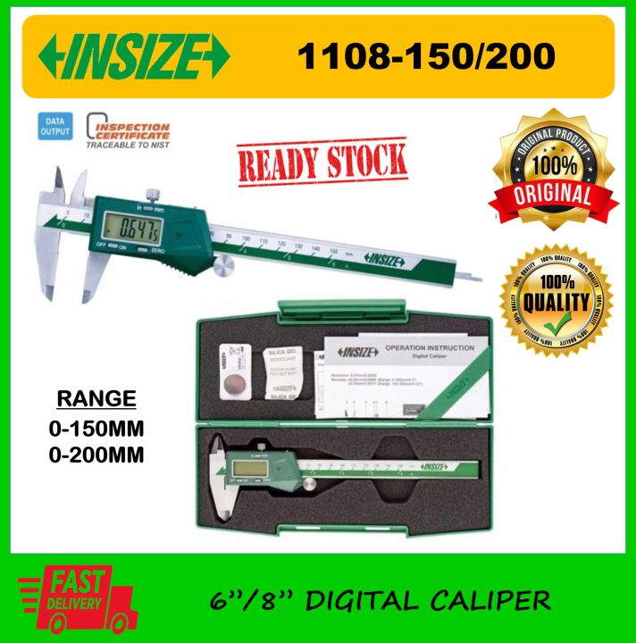 INSIZE 1108-150 | 1108-200 6"/8" DIGITAL CALIPER (100% ORIGINAL) | Lazada