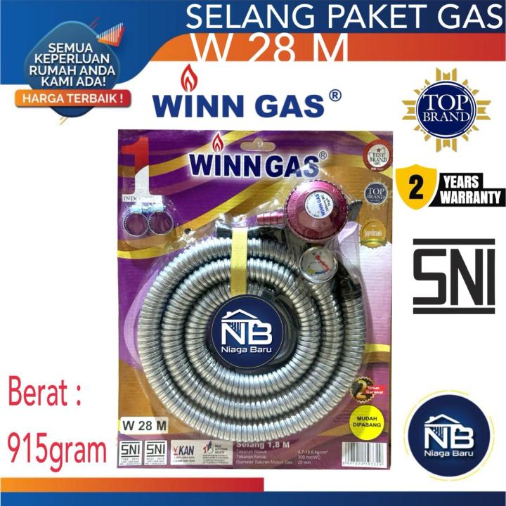 Winn Gas , win Gas , selang paket + regulator, kepala w 28 Meter ...