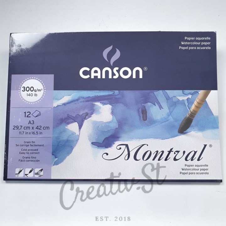 Canson Montval A3 Watercolor Paper 12 Sheet 300 Gsm Kertas Cat Air ...