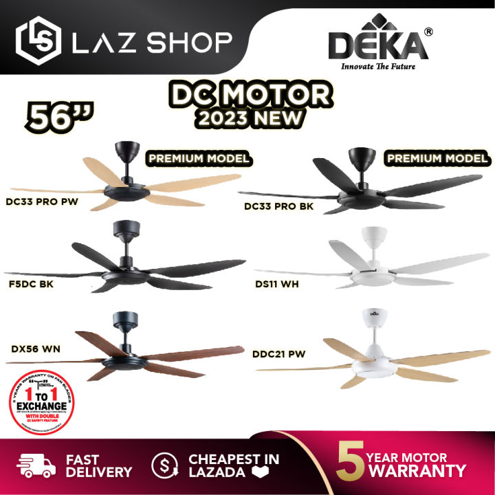 Deka 56" DC Motor 5 Blades 14 Speeds Ceiling Fan DC33 PRO BK / PW ...