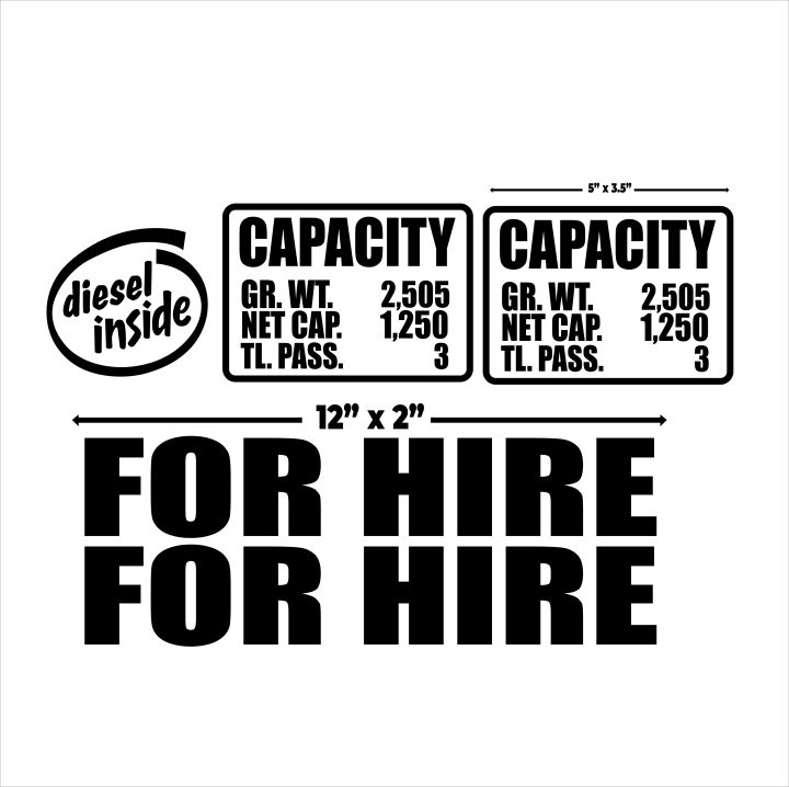 Foton Gratour FB Body Capacity and For Hire Sticker Cut Out Vinyl ...