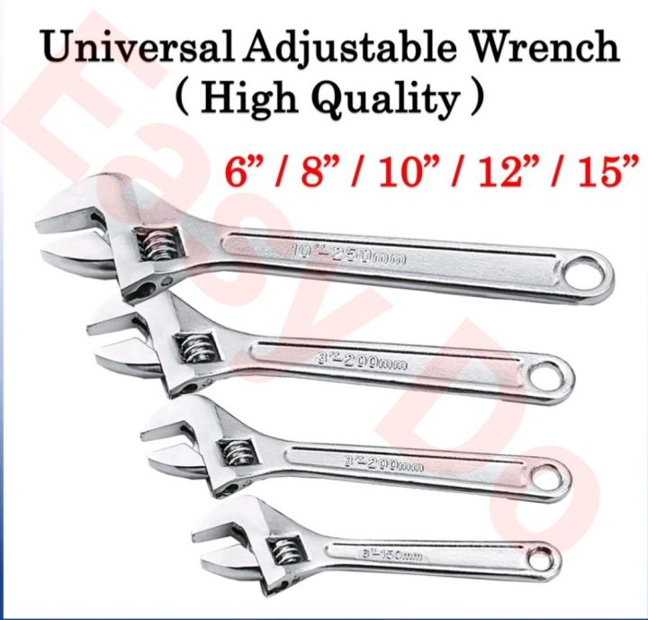 HEAVY DUTY ADJUSTABLE WRENCH SPANNER / SEPANA HIDUP 6 INCH 8 INCH 10 ...
