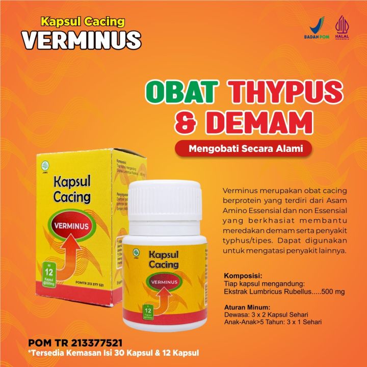 verminus kapsul cacing isi 30 kapsul untuk meredakan demam | Lazada ...