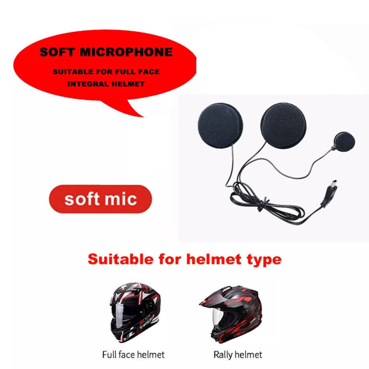 Motorcycle Bluetooth 5.0 Headset Mic For Full Face Hard Face Wireless ...