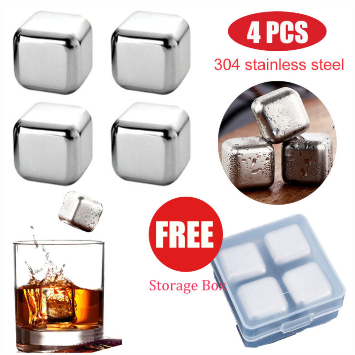 Homechic 4/6/8 Stainless Steel Ice Cubes 304 Metal Frozen Ice Stone Ice ...