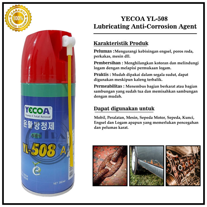 YECOA YL-508A Lubricant Pelumas Serbaguna Anti Karat / Anti Korosi Lubricating 360ml | Lazada ...