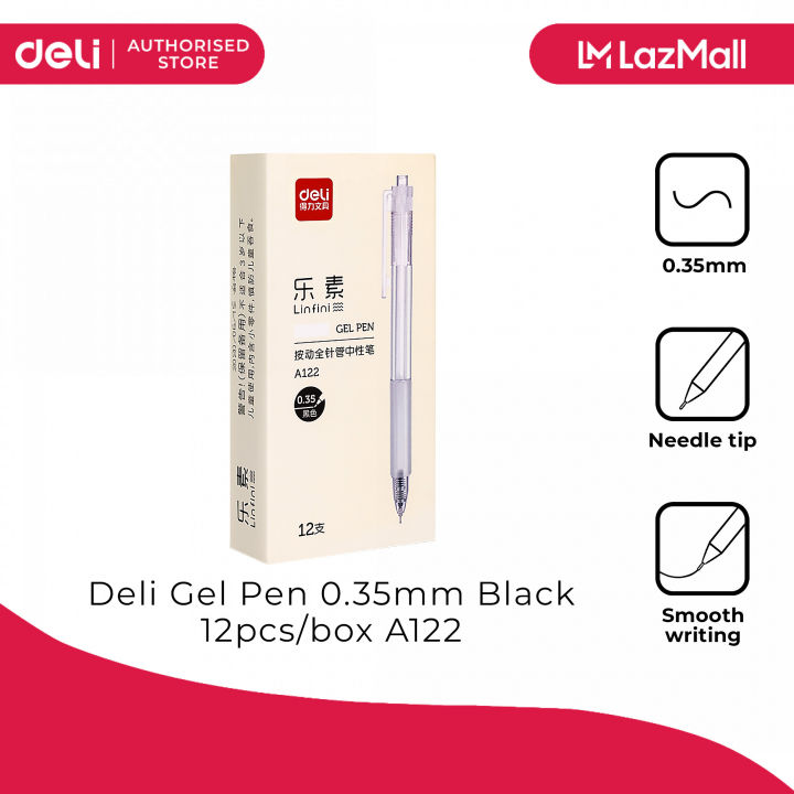 Deli A122 Gel Pen 0.35mm Black 12pcs/box | Lazada PH
