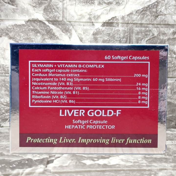 LIVER GOLD F (Silymarin + Vitamin B - Complex) 60 Softgel Capsules ...