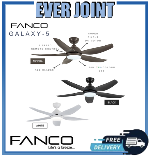 Fanco Galaxy-5 [ 38/48/56" ] Inch DC Ceiling Fan with Remote and Light ...