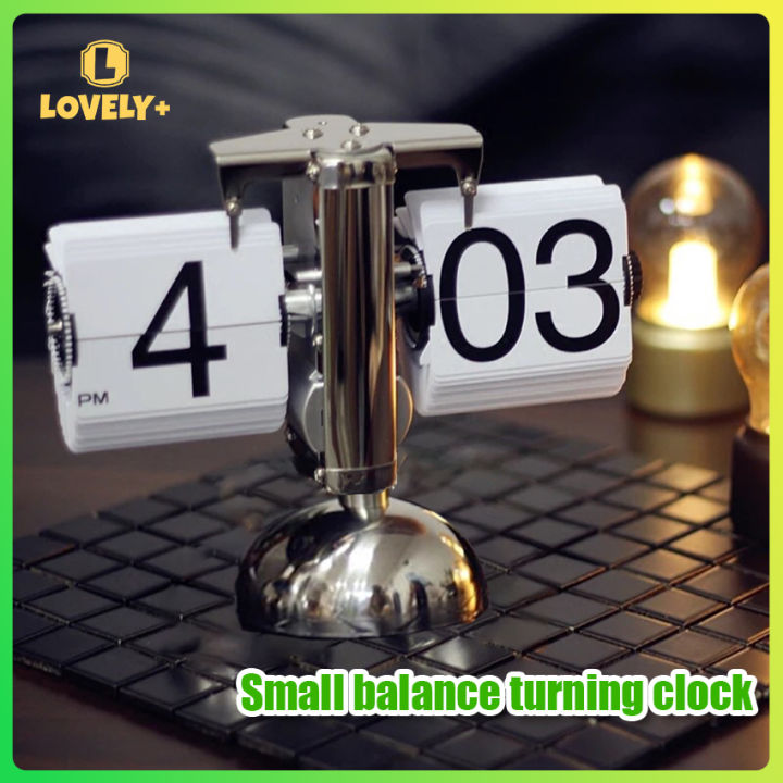 Black/White Automatic Page Turning Clock Stainless Small Scale Table ...