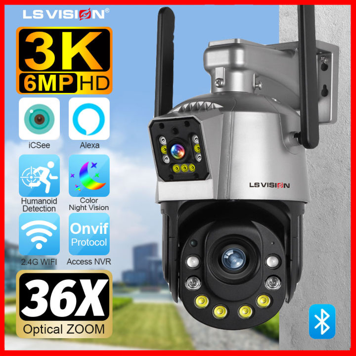 ICsee 3K 6MP Dual Lens CCTV Camera 36X Optical Zoom Access NVR Outdoor ...