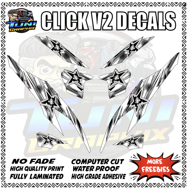 HONDA CLICK V2 RISING STAR DECALS W/ FREEBIES | Lazada PH