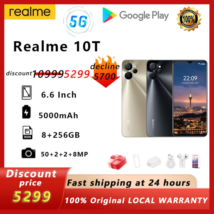 Realme 10t Cellphone Original Genuine 5G Handphone HD Camera Dual SIM ...