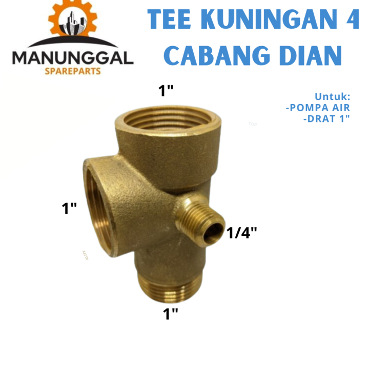 TEE WAY / T JET PUMP 4 CABANG 1" Otomatis KUNINGAN merek DIAN TEBAL ...