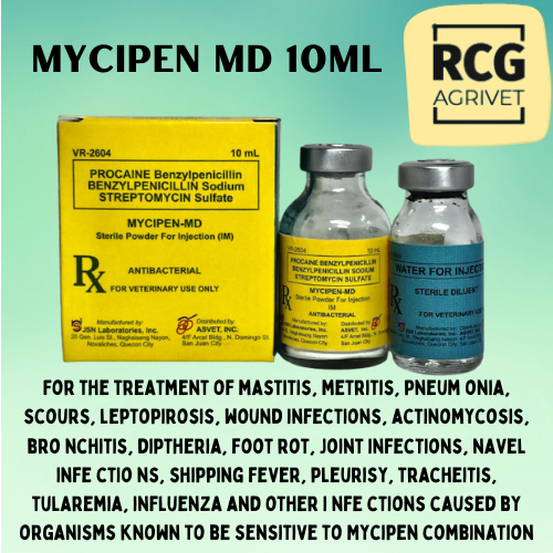 [RCG AGRIVET] MYCIPEN-MD 10ML Sterile powder for injection gamot para ...