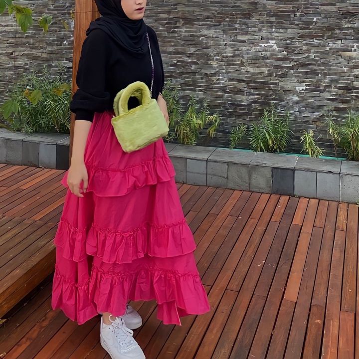 BRIE FASHION - YORIE SKIRT / Korean Skirt / Rok Rampel / Rok Ruffle ...