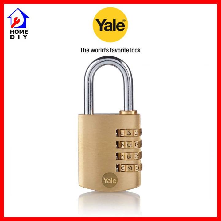 Yale Y150B/40/130/1 Brass Combination Padlock, 40mm Resettable 3 Dial ...