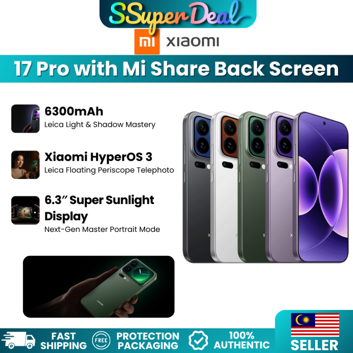 Xiaomi 17 Pro with Mi Share Back Screen 6300mAh 6.3″ Super Sunlight ...