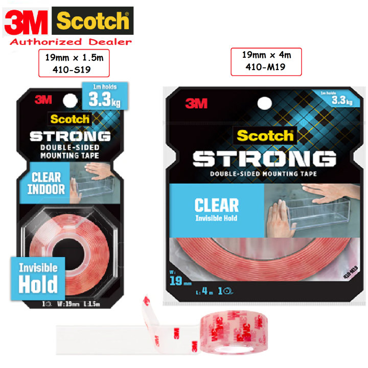 3M Scotch Clear Double Sided Permanent Mounting Acrylic Foam Tape 410-S19 19mm X 1.5m / 410-M19 ...
