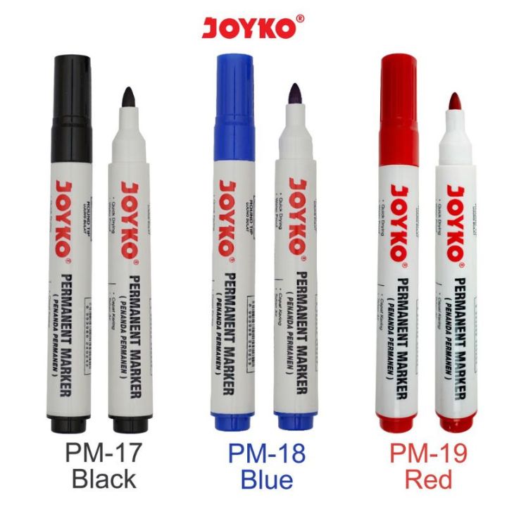 Spidol Permanent Marker Joyko Tinta Warna Merah Biru Hitam Spidol Besar ...
