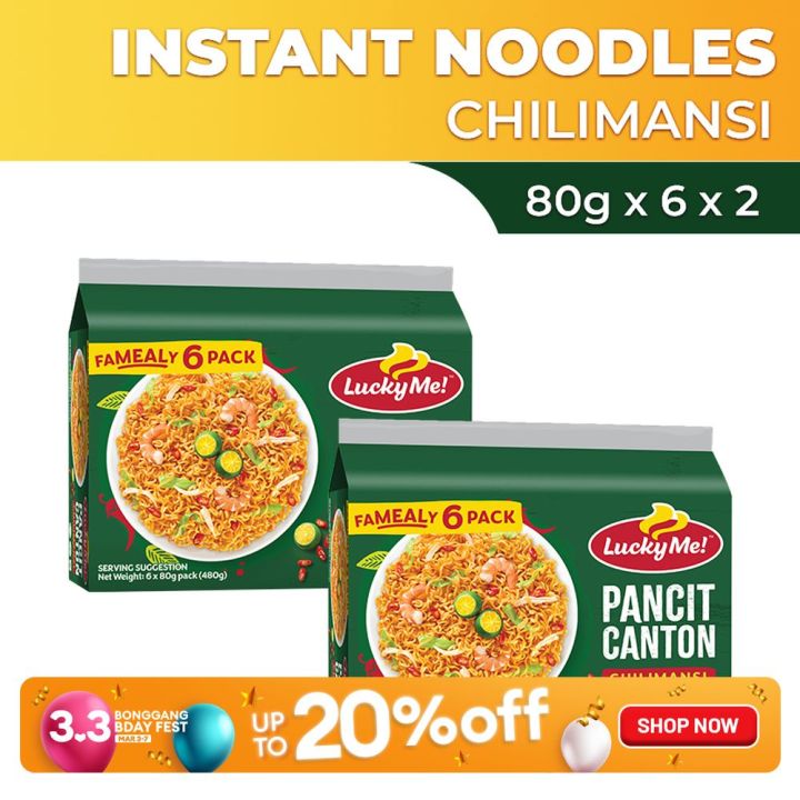 Lucky Me! Pancit Canton Instant Noodles Chilimansi Multipack 80g x 6 x2 ...