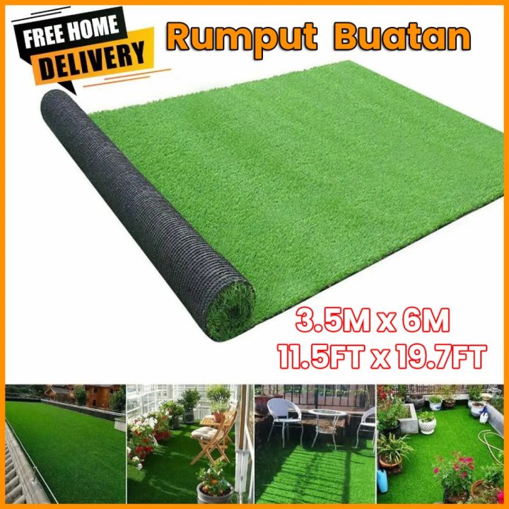Lebar 3.5m Karpet Rumput Sintetis Bermuda Rumput Palsu Premium Lebar ...