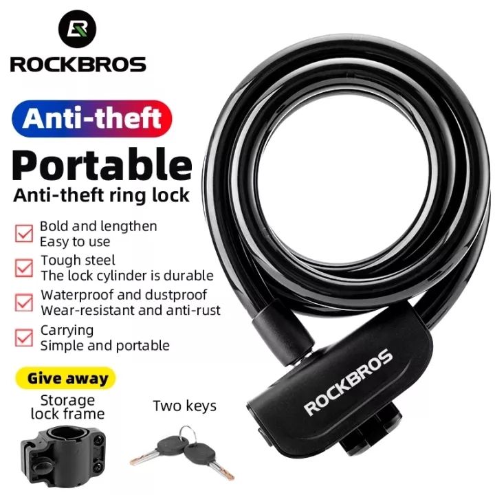 【Arrive In 3 Days】ROCKBROS Steel PVC Bike Lock Copper Lock Core Anti ...