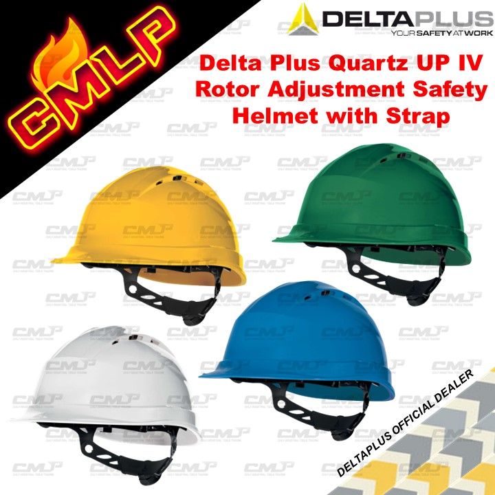 Delta Plus Quartz UP IV Rotor Adjustment Safety Helmet with Strap ...