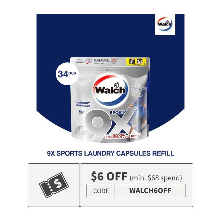 WALCH 9X Sports Laundry Capsules Refill Pack 34PCS | Lazada Singapore