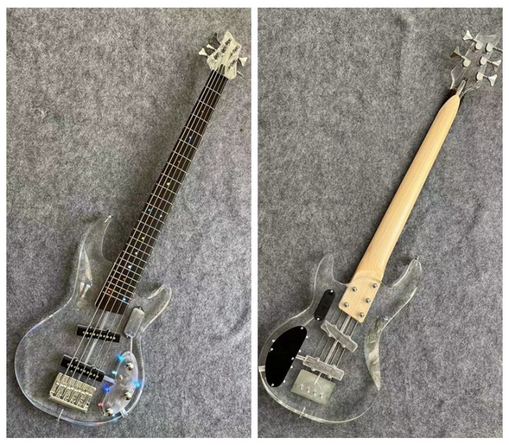 Custom Colorful Light Led Acrylic Body 5 Strings Electric Bass Guitar 2 ...