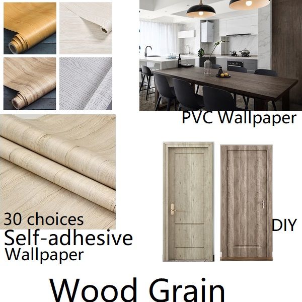 (30 choices) 60cm x 1m Wood Grain Wallpaper Sticker 3D PVC for wall ...