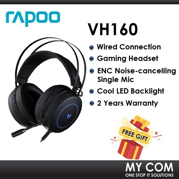 Rapoo VH160 Wired Connection RGB Virtual 7.1 Channel Gaming Headset With ENC Single Mic De ...