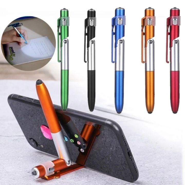 4 IN 1 Multifunction Ballpoint Stylus Touch Pen with LED Light Fold ...
