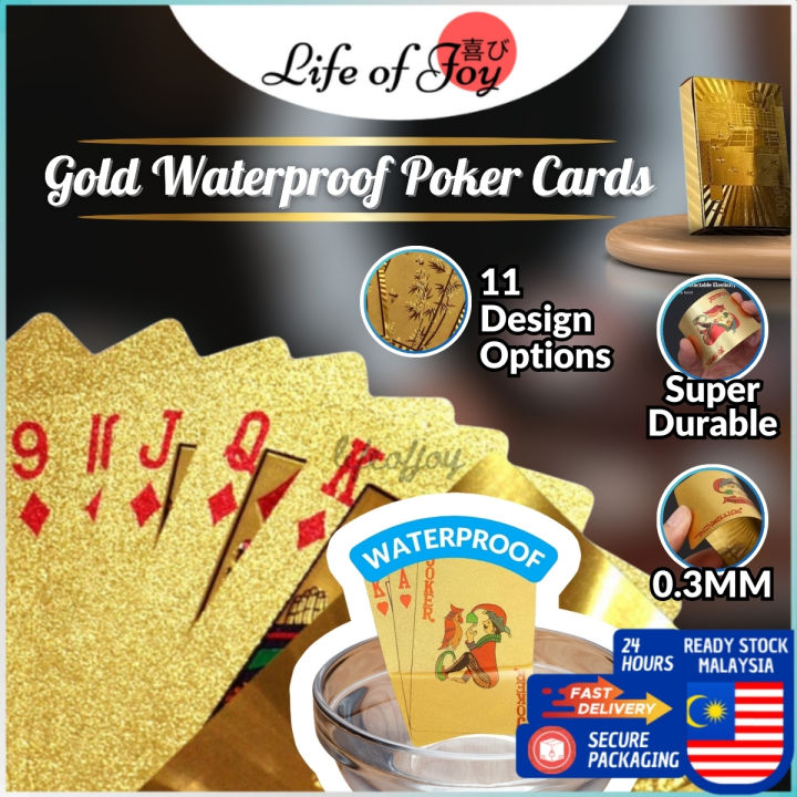 Premium Gold Waterproof Plastic Foil Luxury Poker Card Playing Cards ...