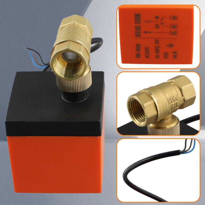 AC 220V Brass Electric Thread Ball Valve 2-Way 3-Wire Solenoid Water Valve with Actuator DN15 ...