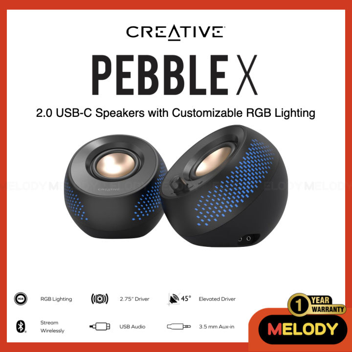 CREATIVE Pebble X ลำโพง 2.0 USB-C พร้อม RGB สไตล์มินิมอล รับประกันศูนย์ ...